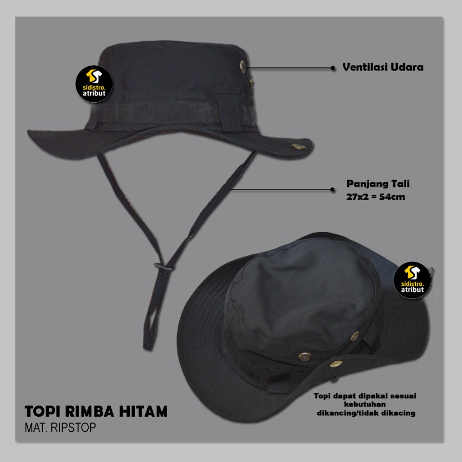 Topi Rimba Lapangan Topi Rimba Outdoor Warna Hitam - Toko Pasar Modern